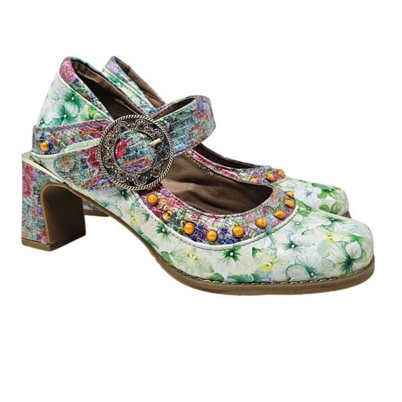 L'artiste | Shoes | Lartiste Luckigirl 36 Floral Leather Mary Jane Boho ...